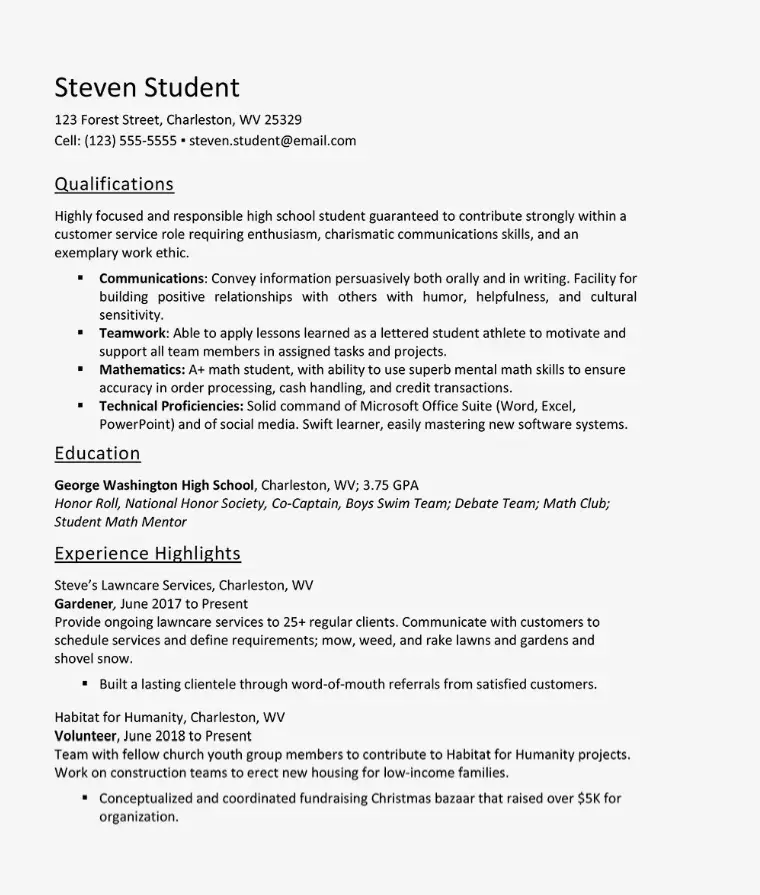 Resume Sample For Undergraduate And Working Students In The Philippines