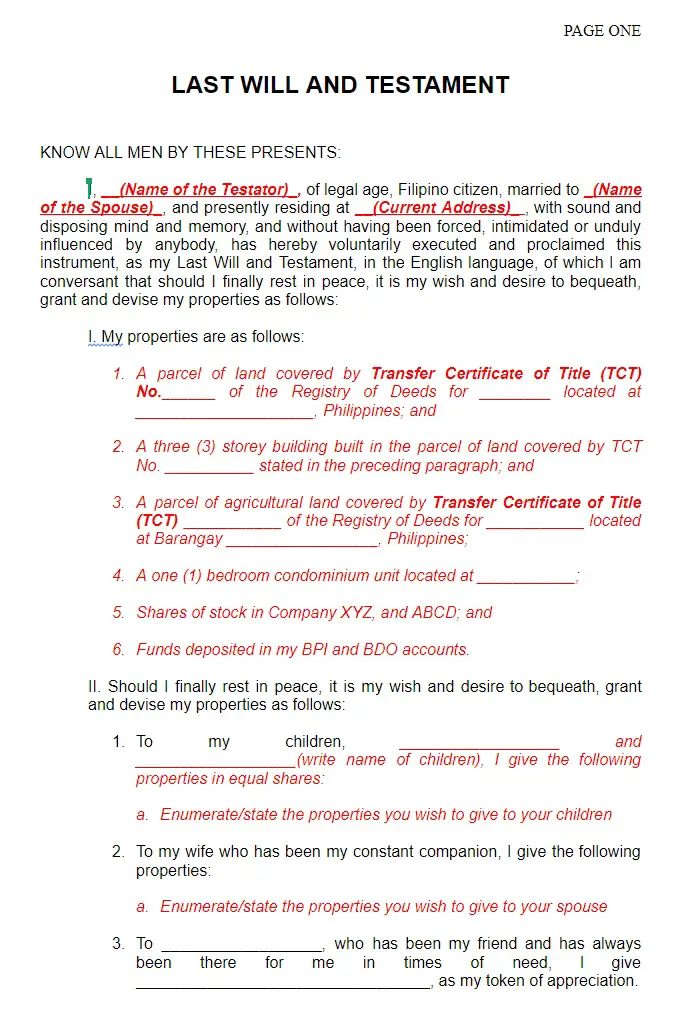 Last Will And Testament Philippines Sample And How To Make One FilipiKnow