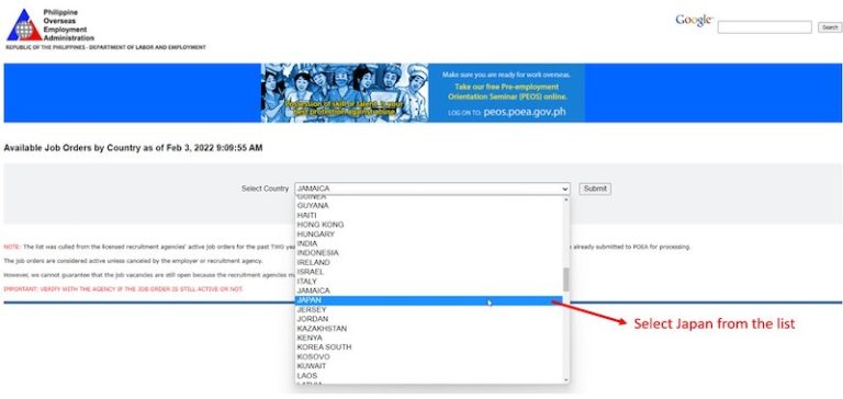 POEA-Licensed Agencies for Japan With New Job Orders (Updated Weekly ...