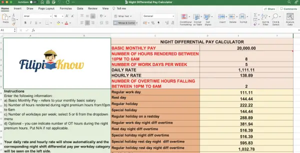 How To Compute Night Differential in the Philippines (With Free ...