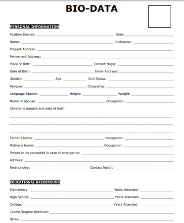Biodata Form Philippines